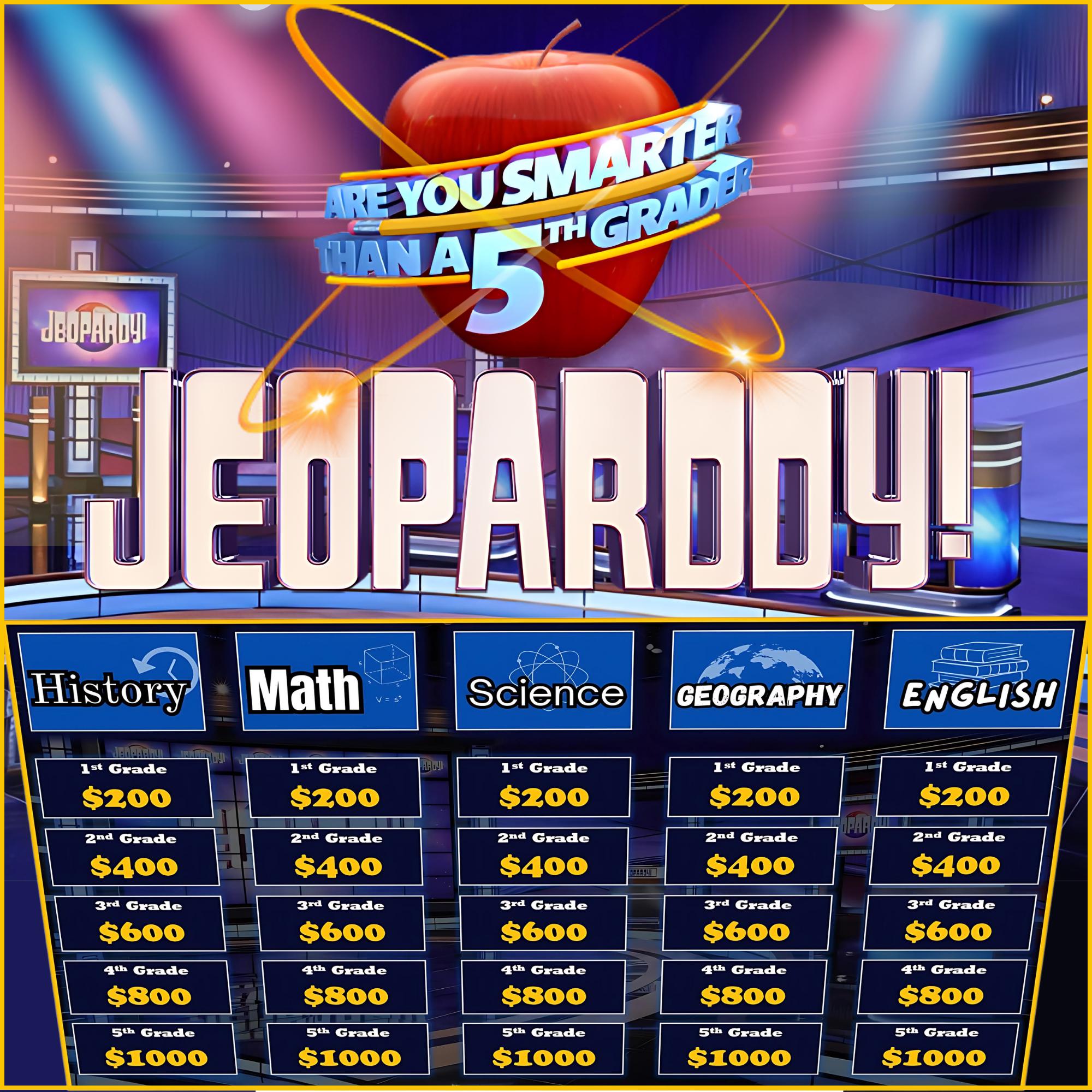 Are You Smarter Than a 5th Grader: Jeoparddy Edition - Interactive ...
