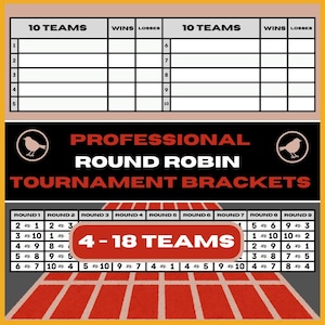 Professional Round-robin Tournament Brackets (printable) - 4 to 18 Team ...