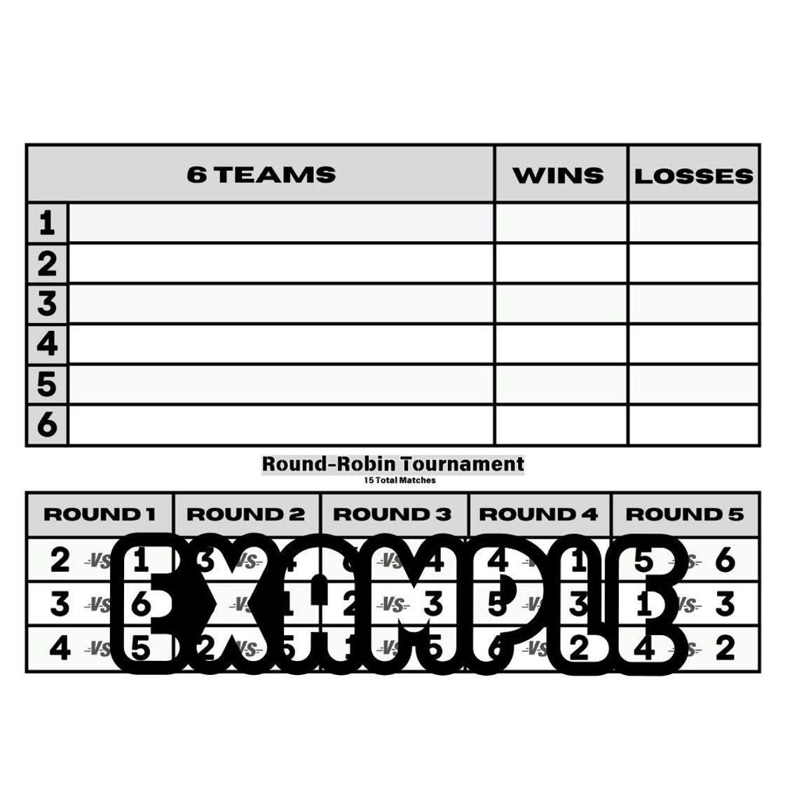 Professional Round-robin Tournament Brackets (printable) - 4 to 18 Team ...