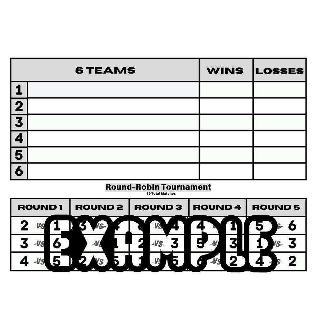 Professional Round-robin Tournament Brackets (printable) - 4 to 18 Team ...