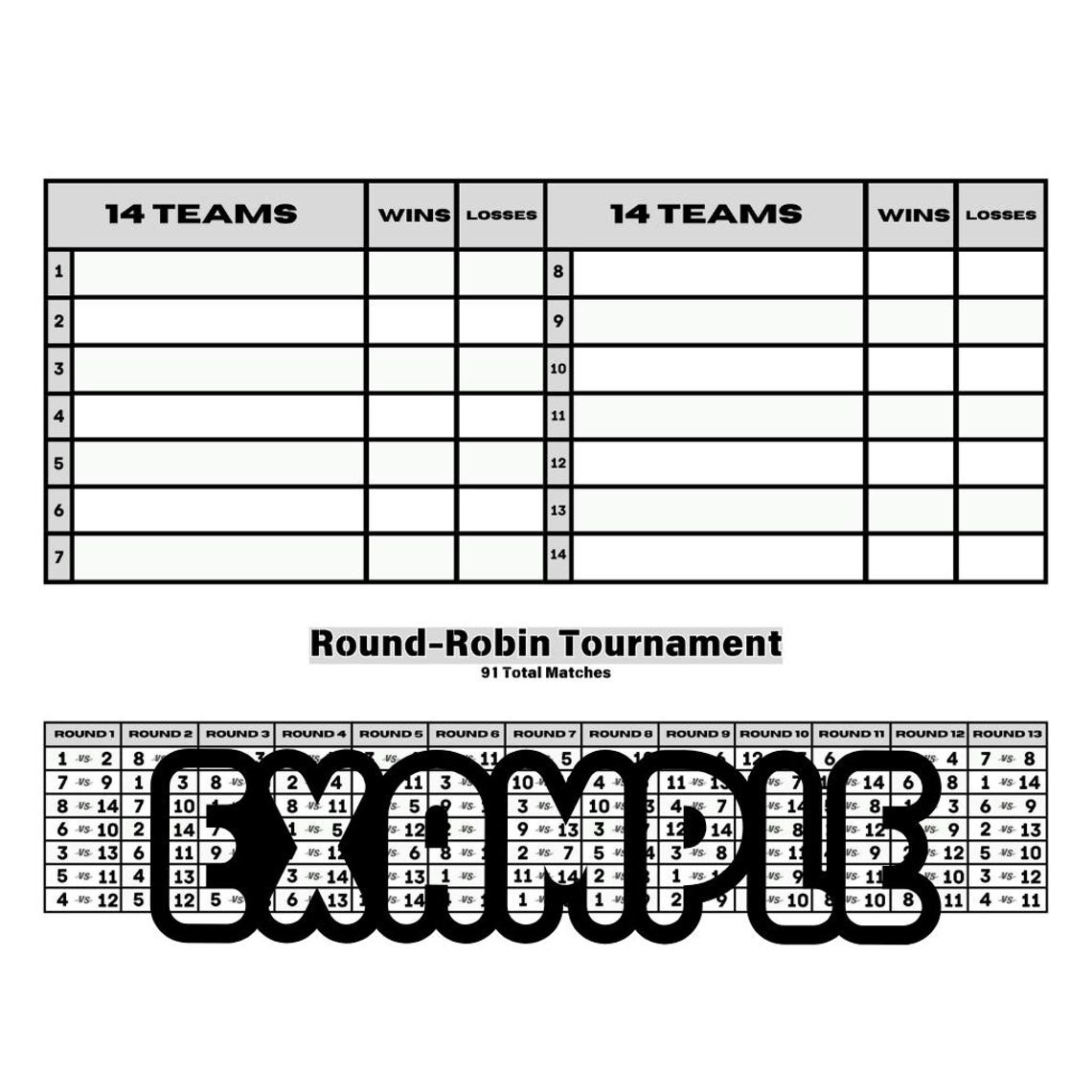 Professional Round-robin Tournament Brackets (printable) - 4 to 18 Team ...