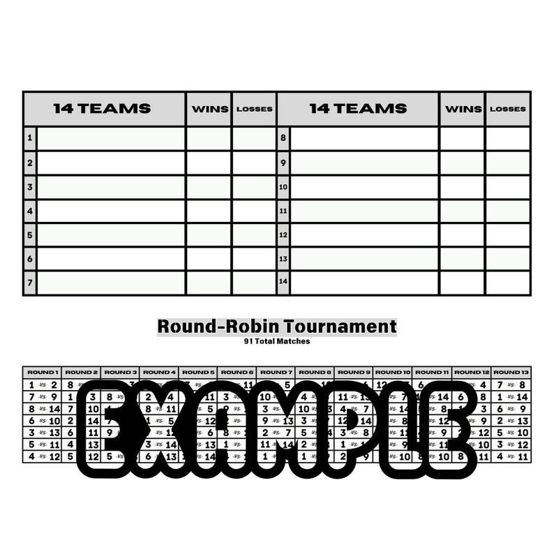 Professional Round-robin Tournament Brackets (printable) - 4 to 18 Team ...