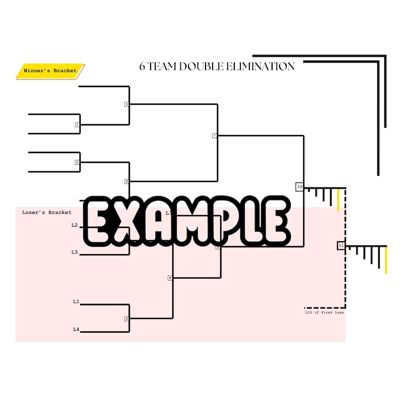 Professional Double Elimination Tournament Brackets (printable) - 6 to ...