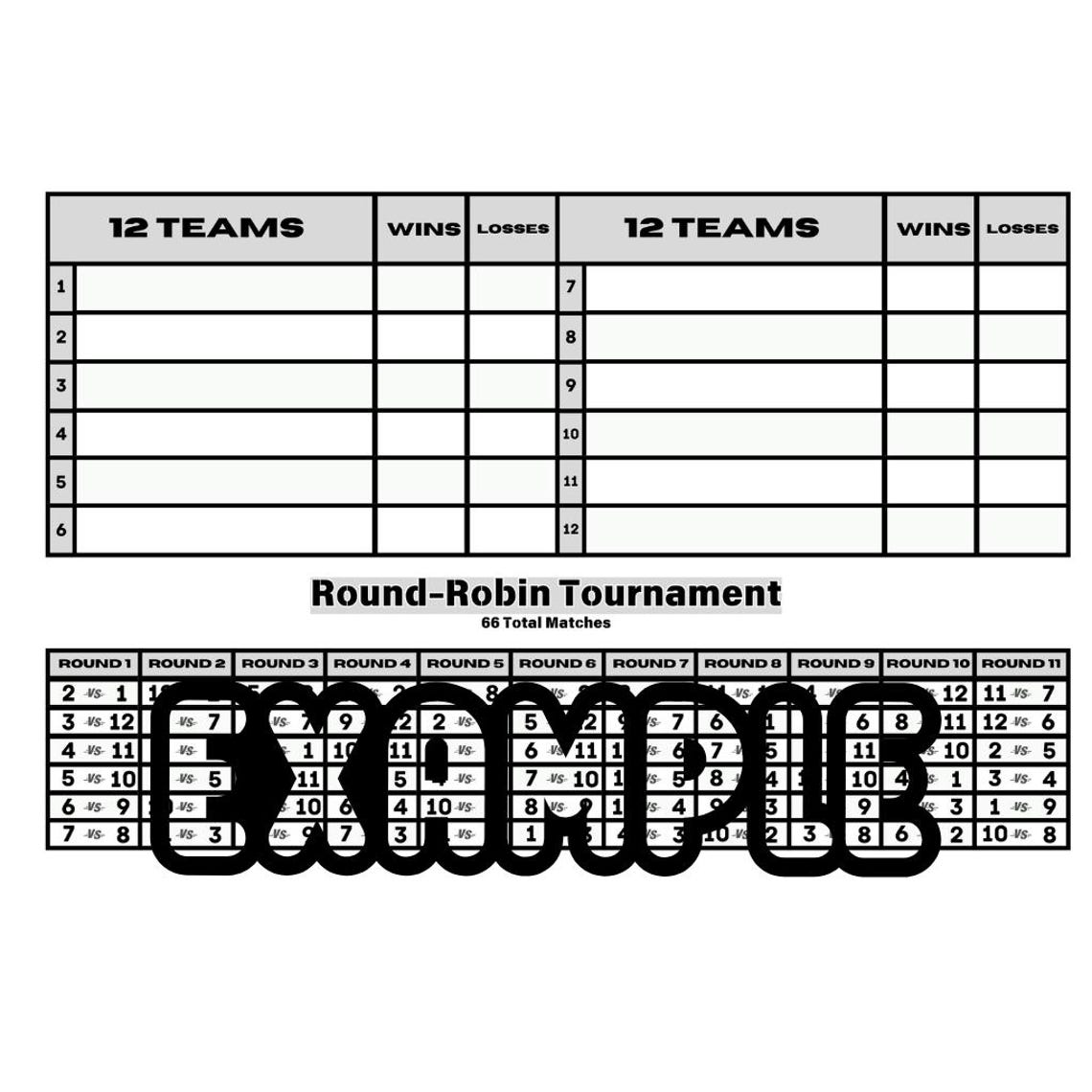 Professional Round-robin Tournament Brackets (printable) - 4 to 18 Team ...