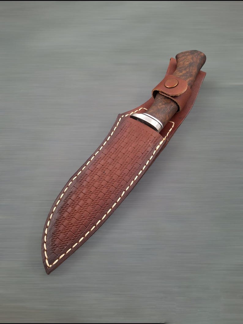 Natural Rosewood Handle Personalized Skinning Knife With Leather Sheath ...