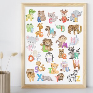 Learn the Alphabet Poster for Kids // Cute Animals Poster // Alphabet ...