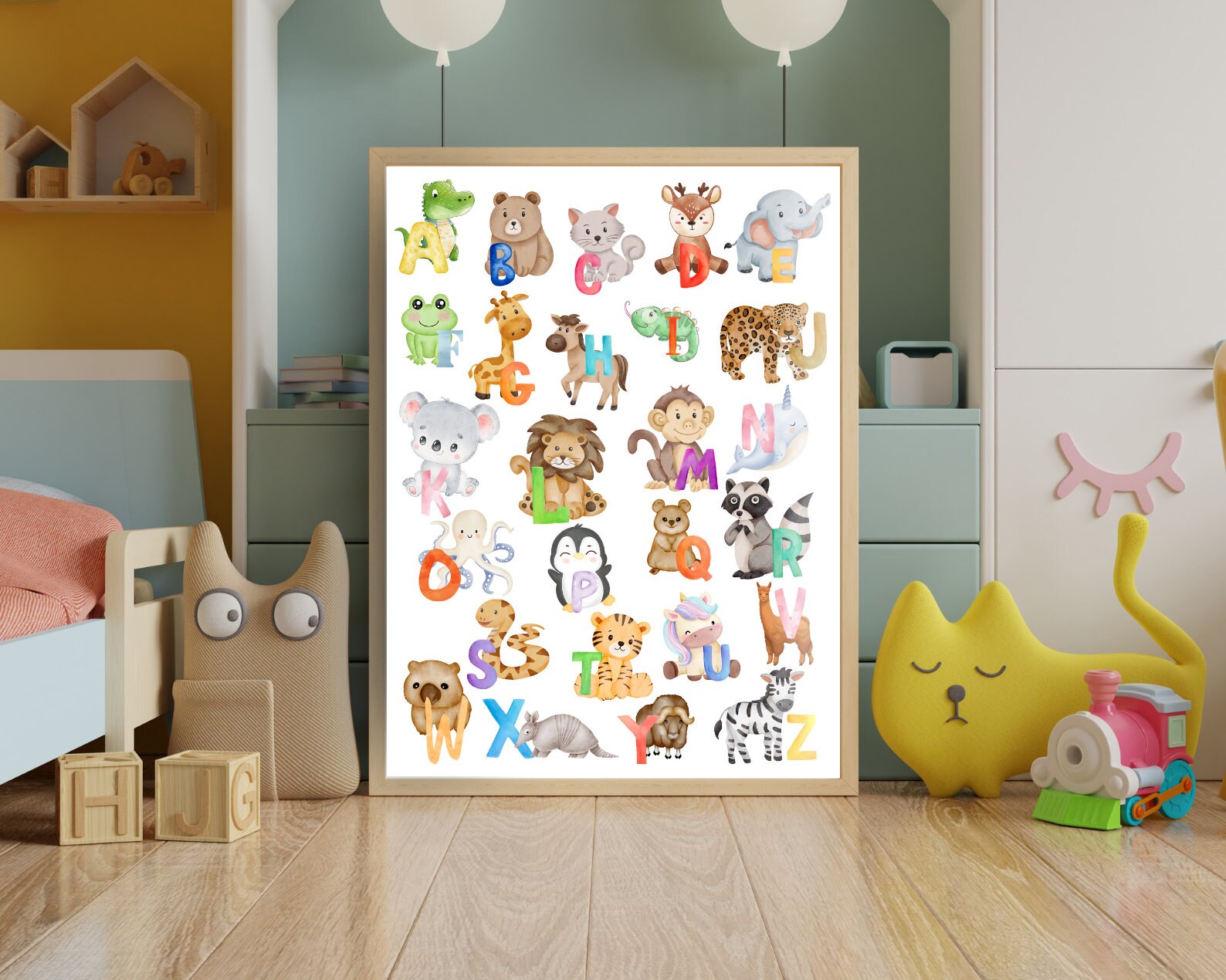 Learn the Alphabet Poster for Kids // Cute Animals Poster // Alphabet ...