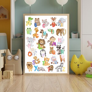 Learn the Alphabet Poster for Kids // Cute Animals Poster // Alphabet ...
