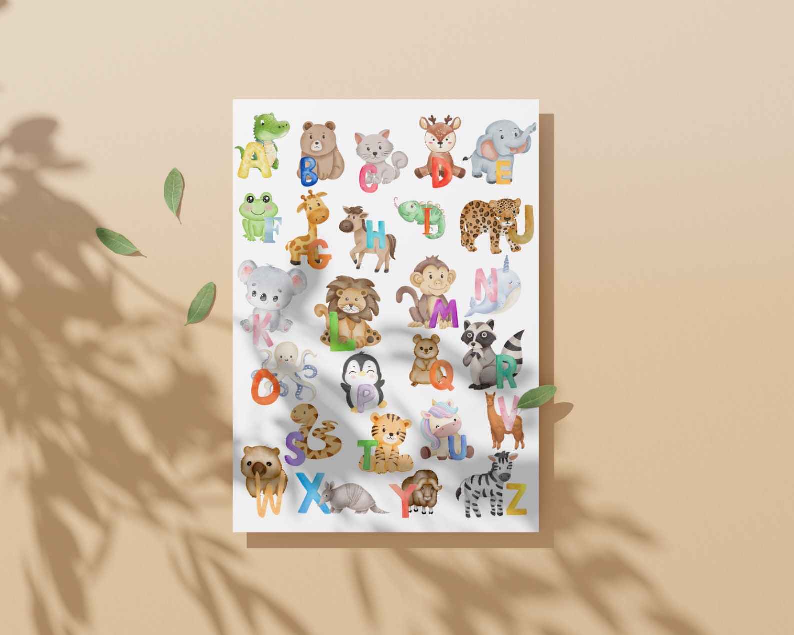 Learn the Alphabet Poster for Kids // Cute Animals Poster // Alphabet ...