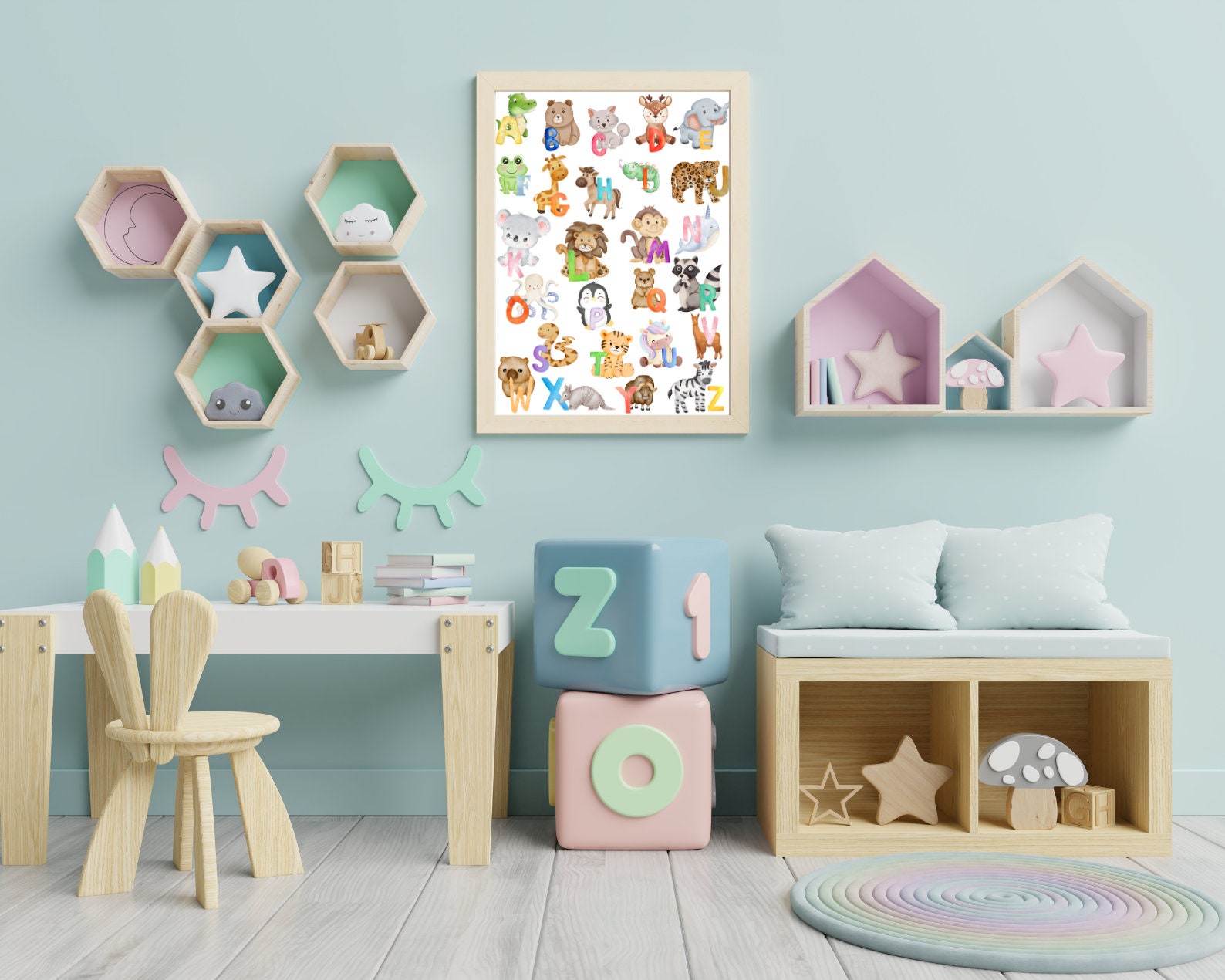 Learn the Alphabet Poster for Kids // Cute Animals Poster // Alphabet ...