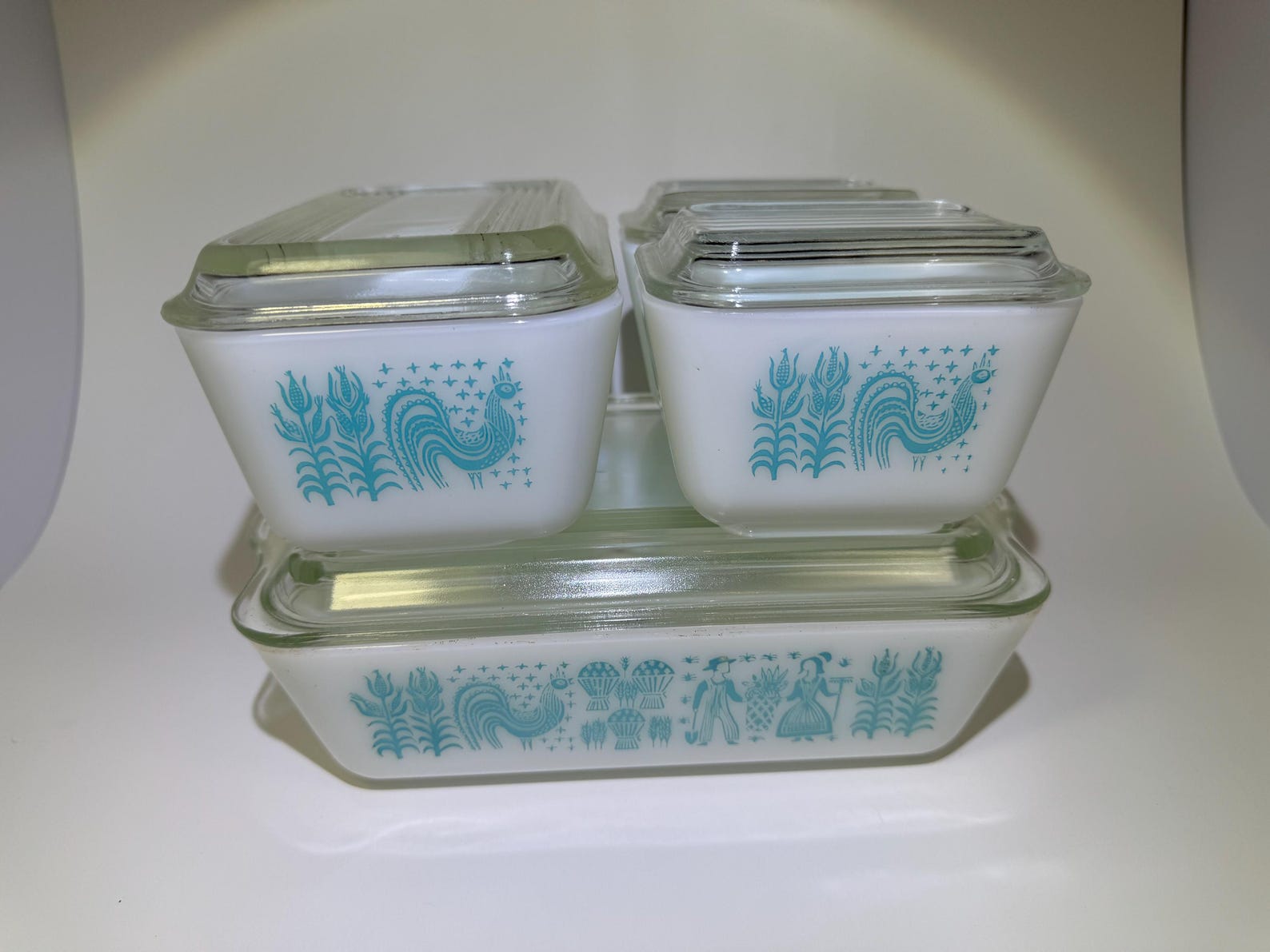 Complete Set of Blue Amish Butterprint Refrigerator Dishes "fridgies ...