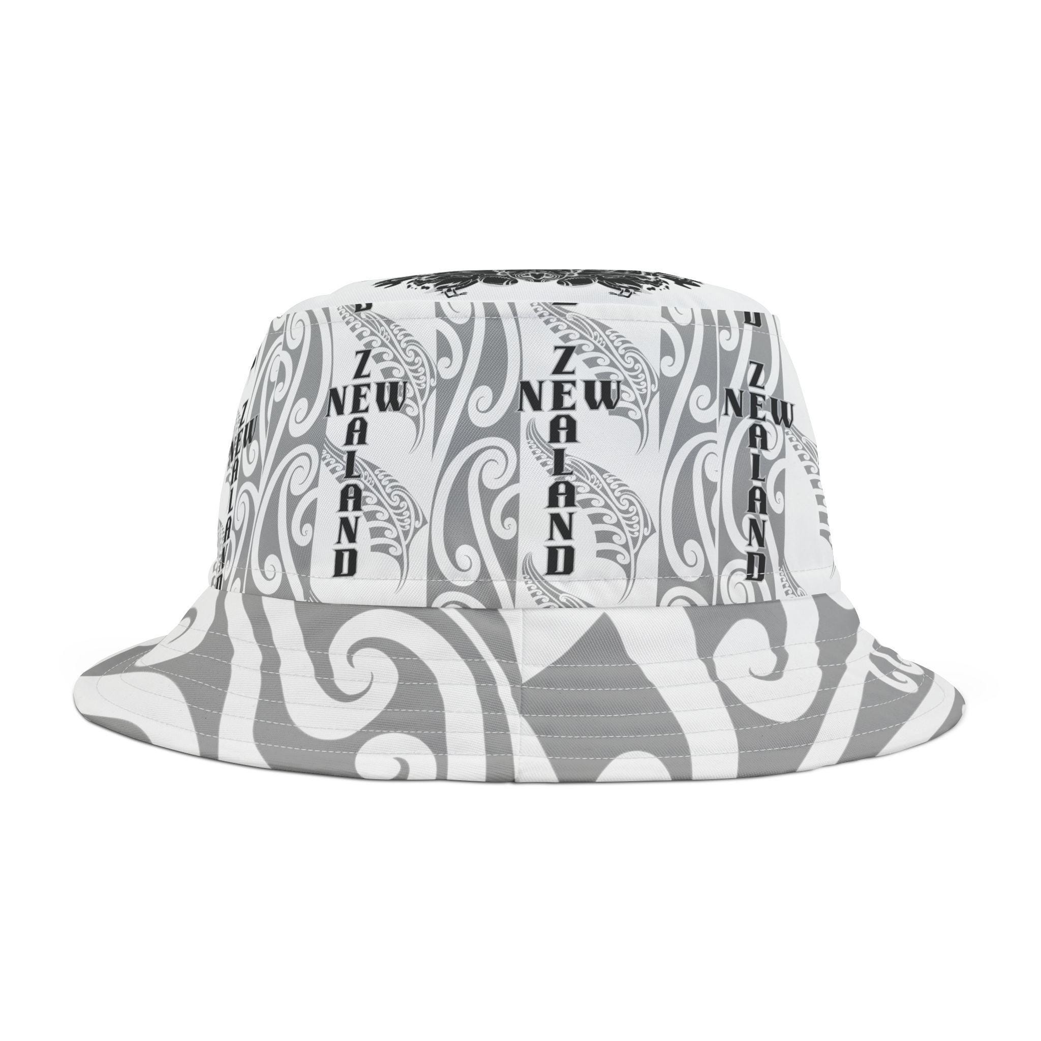 New Zealand Bucket Hat, Maori Ethnic Design Outdoors Sun Cap, Cultural ...