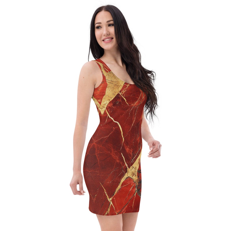 Bodycon Dress red Marble - Etsy