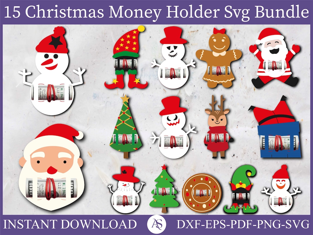 15 Christmas Money Holder SVG Bundle, Layered Paper Cash Holder ...