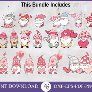 Valentine Gnomes Svg Bundle, Love Svg Bundle, Cricut, Cartoon, Hear Svg ...