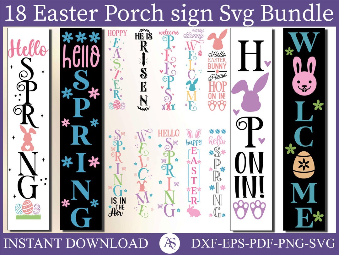 Spring Porch Sign Svg, Easter Porch Sign Svg, Porch Sign Svg Bundle ...