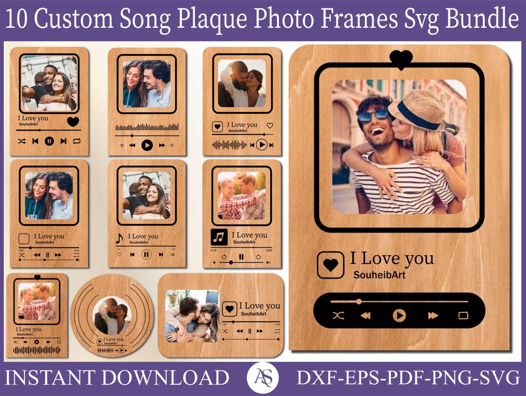 3D Personalized song plaque photo frames bundle, custom spotify ...