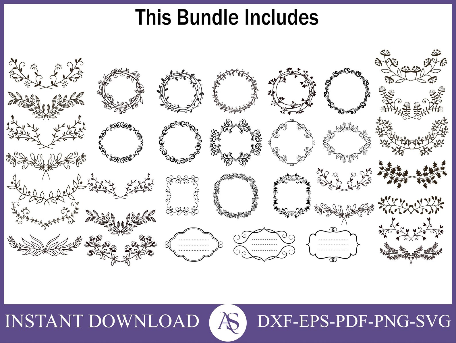 Decorative Lines SVG Bundle, PNG, Floral Ornaments Svg, Floral Svg ...