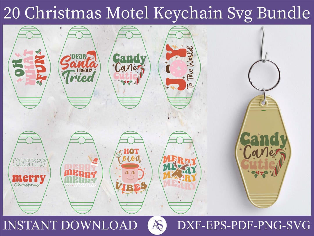 20 Christmas Motel Keychain SVG Bundle, Christmas Hotel Keychain Svg ...