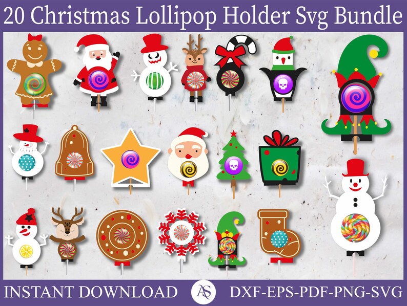 20 Christmas Lollipop Holder SVG, Reindeer Lollipop Holder Cut File ...