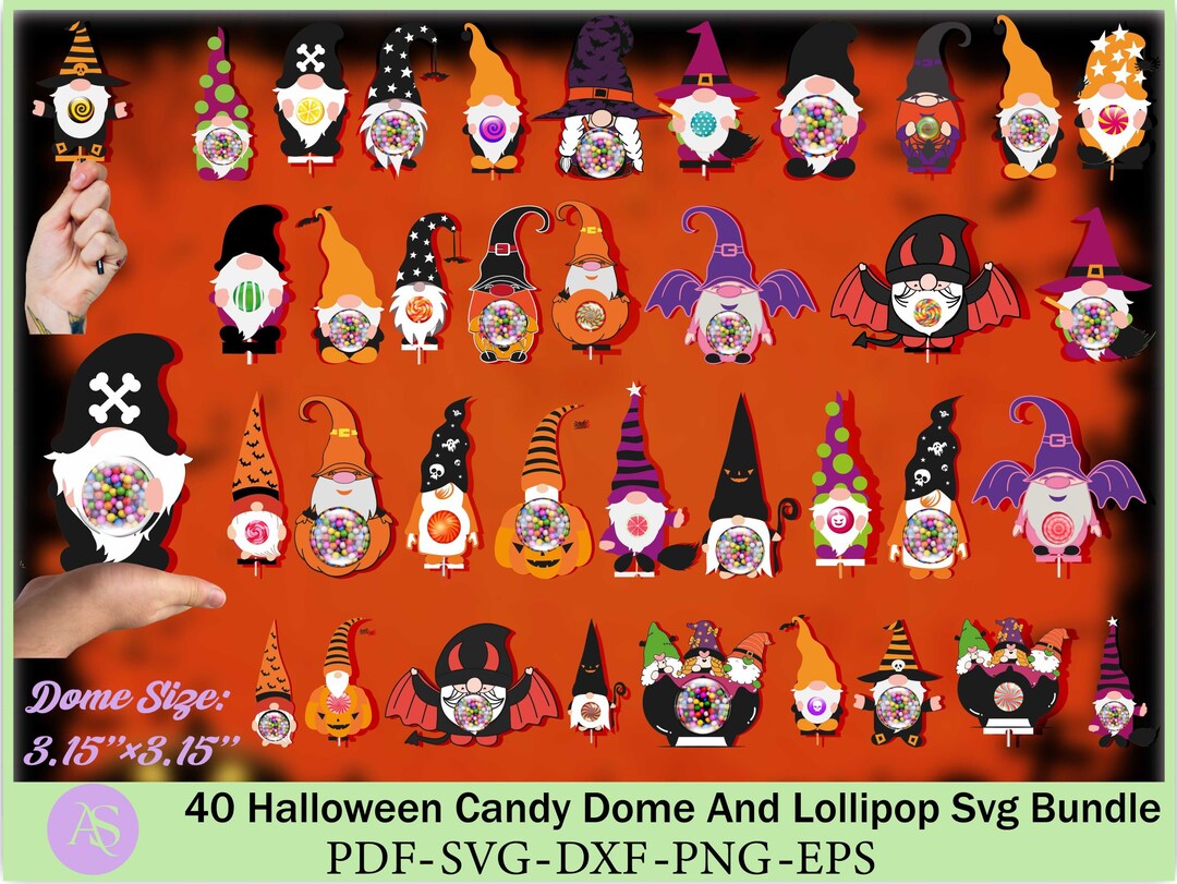 40 Halloween Candy Dome and Lollipop SVG, Halloween Candy Holders SVG, Candy Ornaments SVG ...