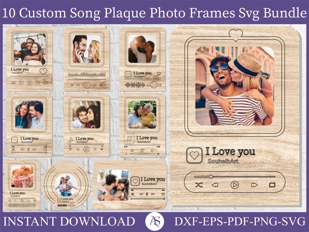 3D Personalized song plaque photo frames bundle, custom spotify ...