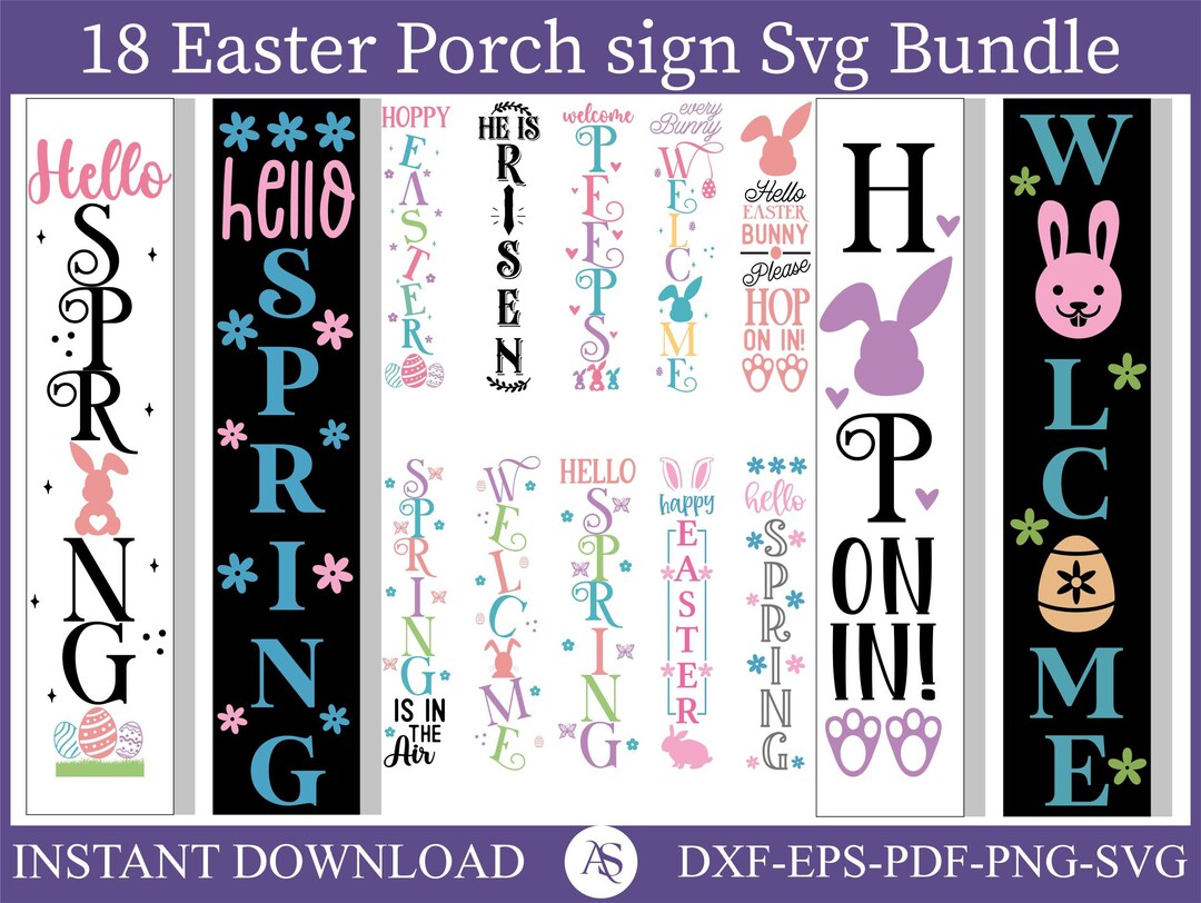 Spring Porch Sign Svg, Easter Porch Sign Svg, Porch Sign Svg Bundle ...