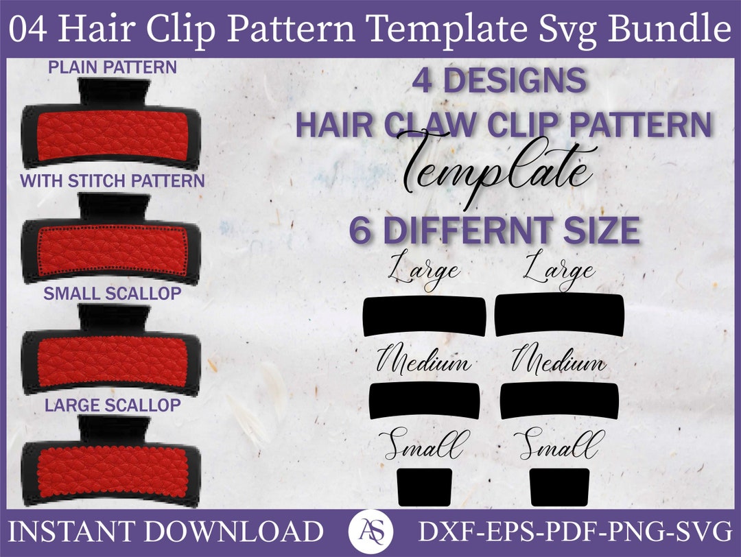 Hair Claw Clip Template Svg, Hair Claw Cover Template, Leather Hair ...
