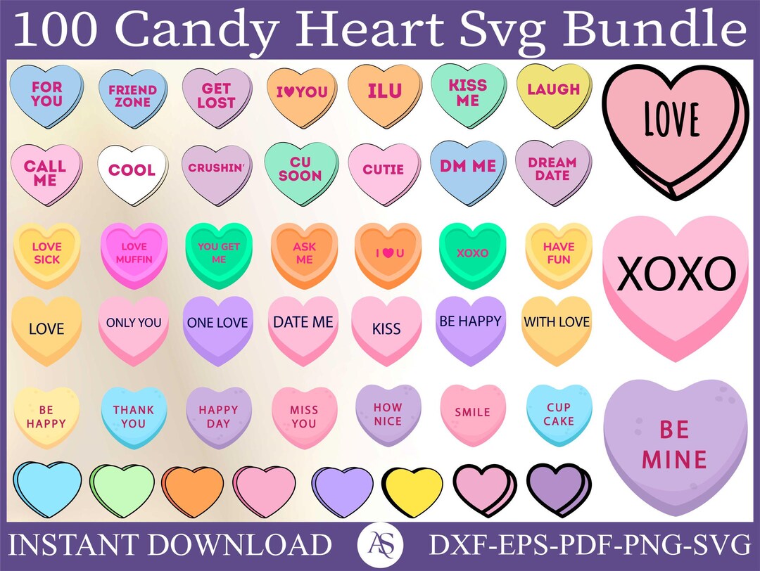 Candy Heart SVG, Candy Hearts Png, Valentine Hearts Svg, Candy Heart ...