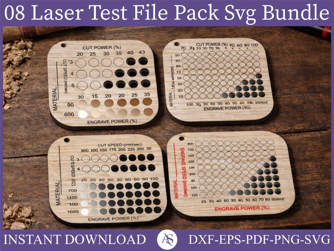 Laser Test Files Pack, Lightburn Material Test Files, Laser Engraving ...