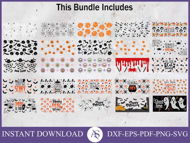 Halloween Glass Can Bundle - 16oz Glass Can Svg, Libbey Glass Can Wrap ...