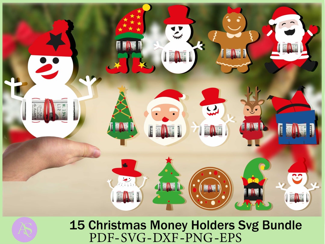15 Christmas Money Holder SVG Bundle, Layered Paper Cash Holder ...