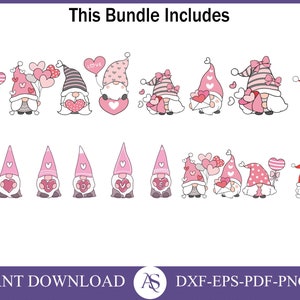 Valentine Gnomes Svg Bundle, Love Svg Bundle, Cricut, Cartoon, Hear Svg ...