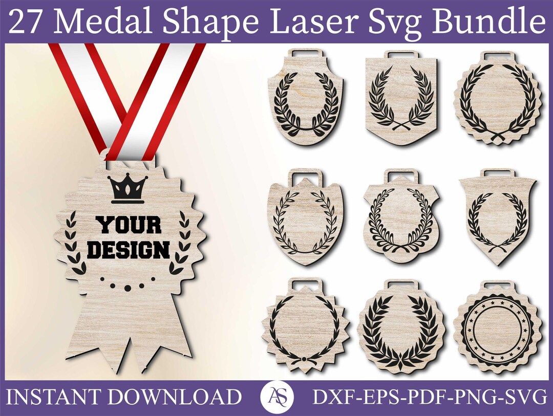 27 Medal Shape Cut Pattern, Medal Laser Cut File, Wooden Medal Designs ...