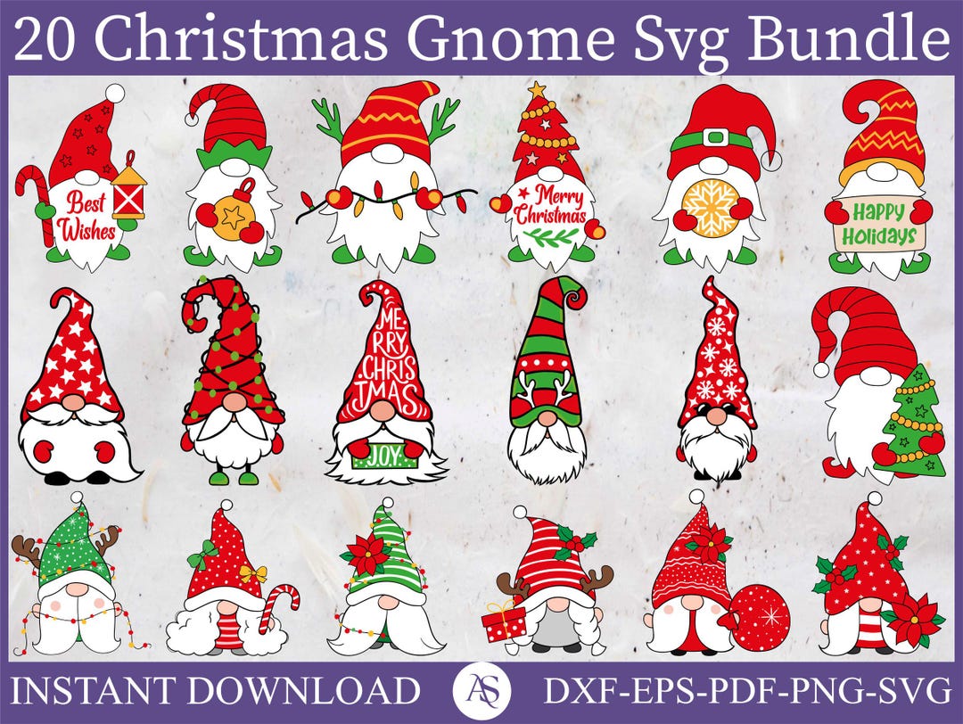 Christmas Gnome Bundle Svg,png,pdf Christmas Doodle, Gnomes Merry ...