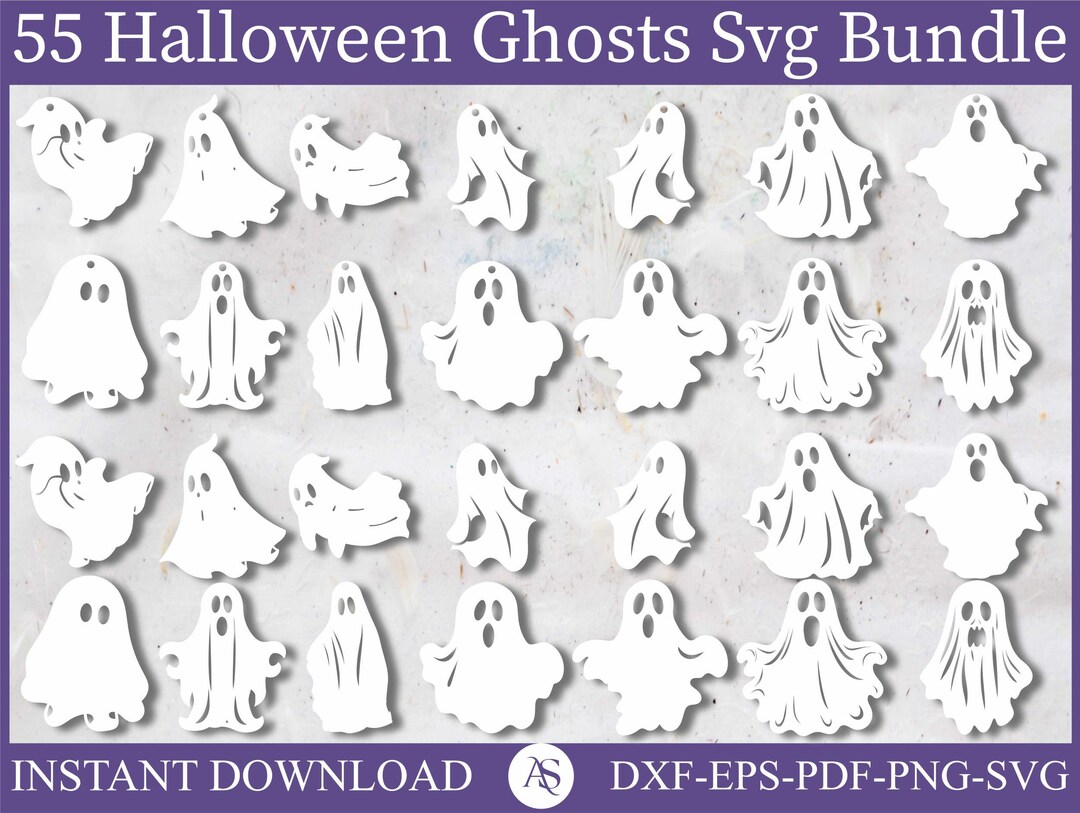 Halloween Ghosts Bundle SVG, Halloween Svg, 12 Hanging Ghosts ...