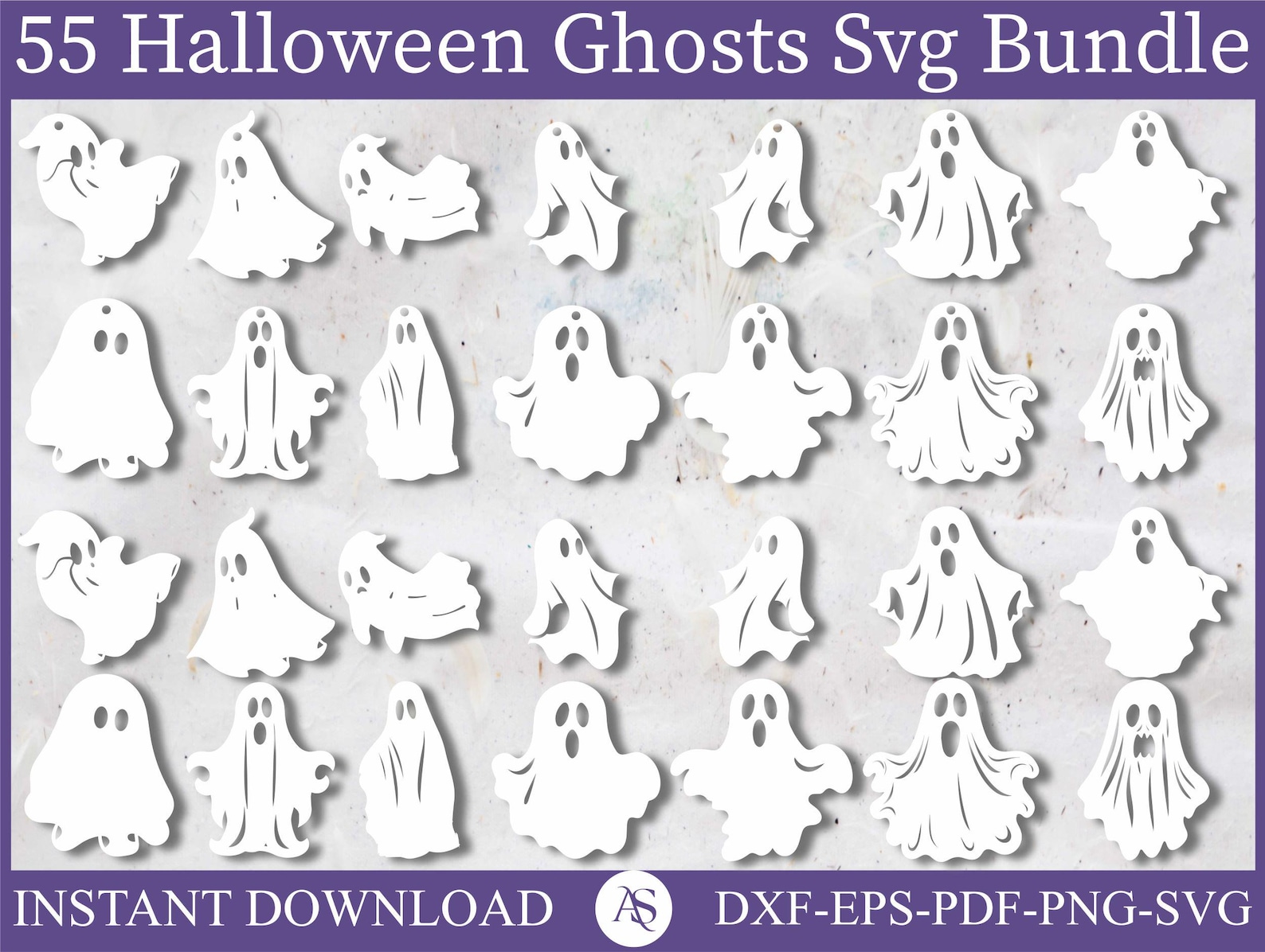 Halloween Ghosts Bundle SVG, Halloween Svg, 12 Hanging Ghosts ...
