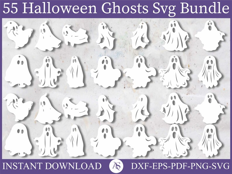 Halloween Ghosts Bundle SVG, Halloween Svg, 12 Hanging Ghosts ...