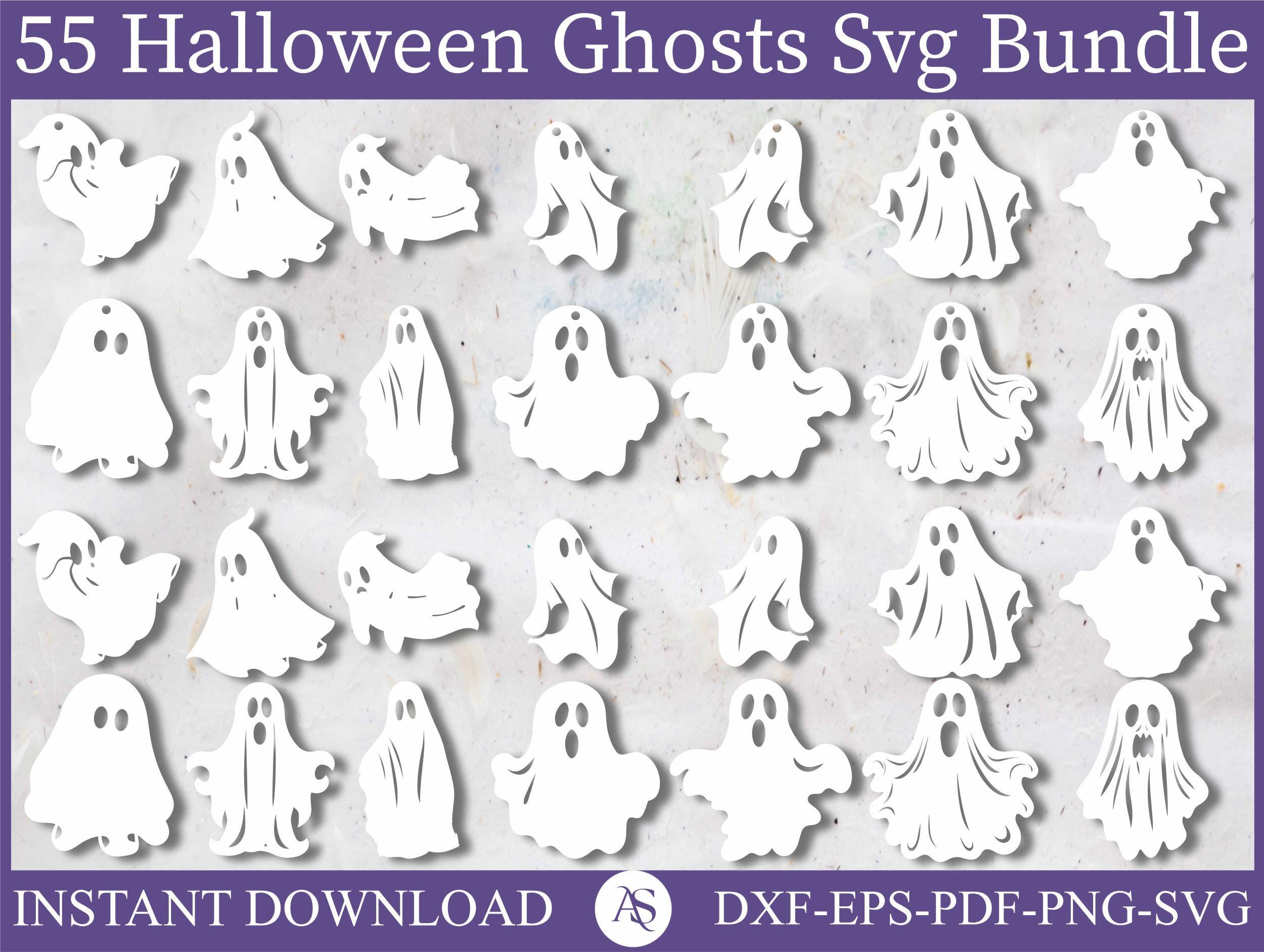 Halloween Ghosts Bundle SVG, Halloween Svg, 12 Hanging Ghosts ...