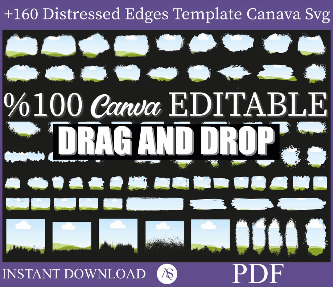 167 Bleach Effect Distressed Edge Canva Editable Frames Bundle, Fill ...