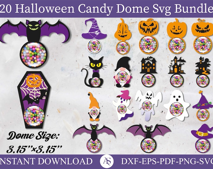 20 Halloween Candy Dome SVG, Halloween Candy Holder SVG, Candy ...