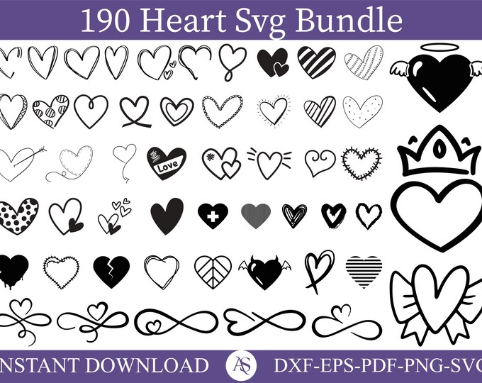 Heart Svg Bundle, Heart Svg, Hand Drawn Heart Svg, Open Heart Svg ...