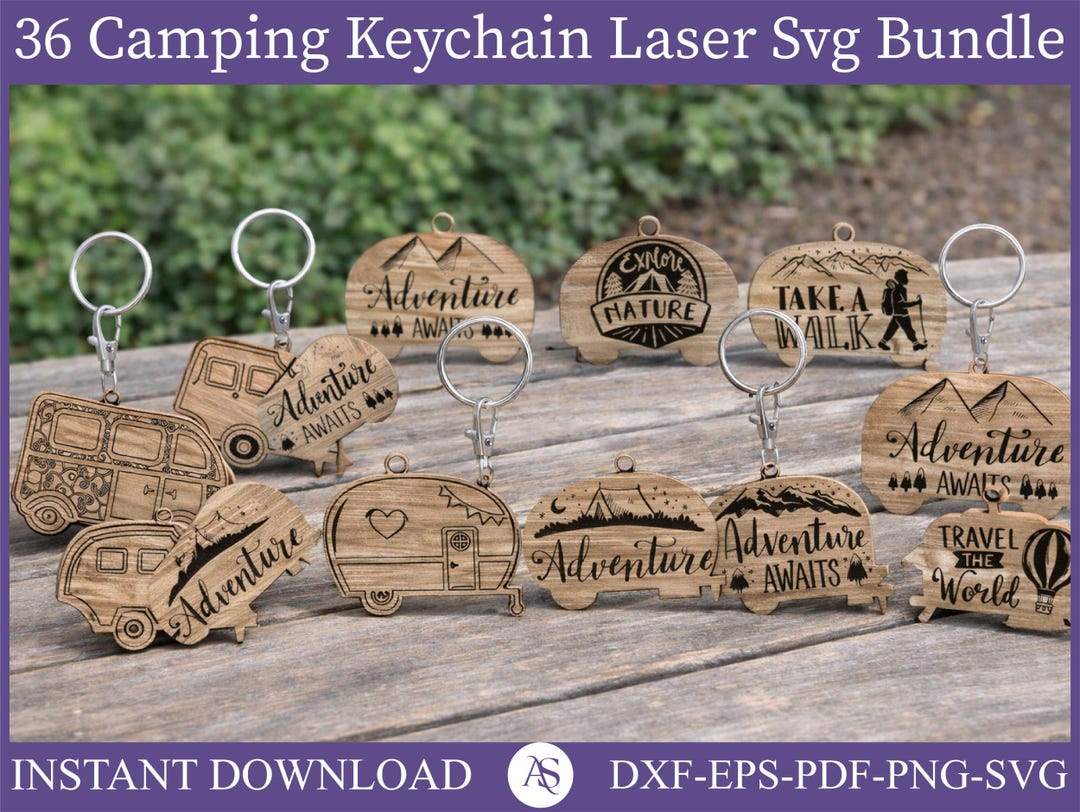 Bundle Camping Keychains Svg ,motorhome Wooden Keyring Svg ,caravan ...