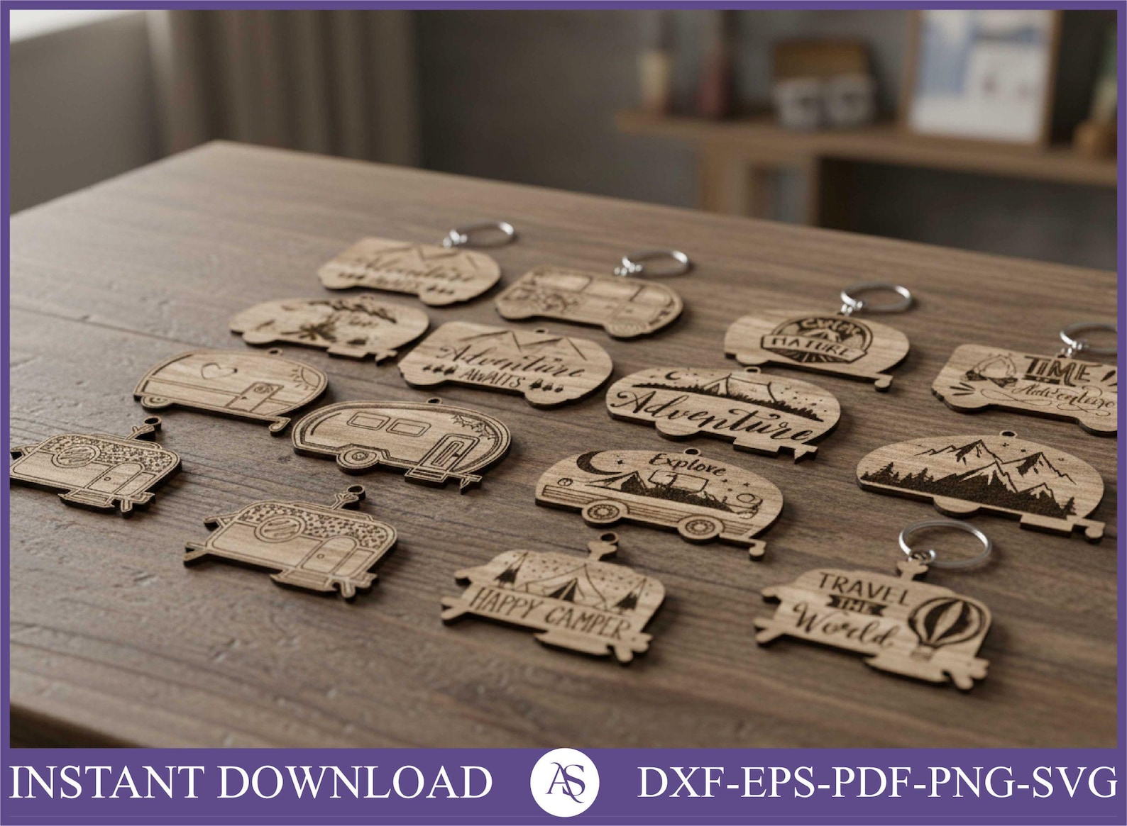 Bundle Camping Keychains Svg ,motorhome Wooden Keyring Svg ,caravan ...