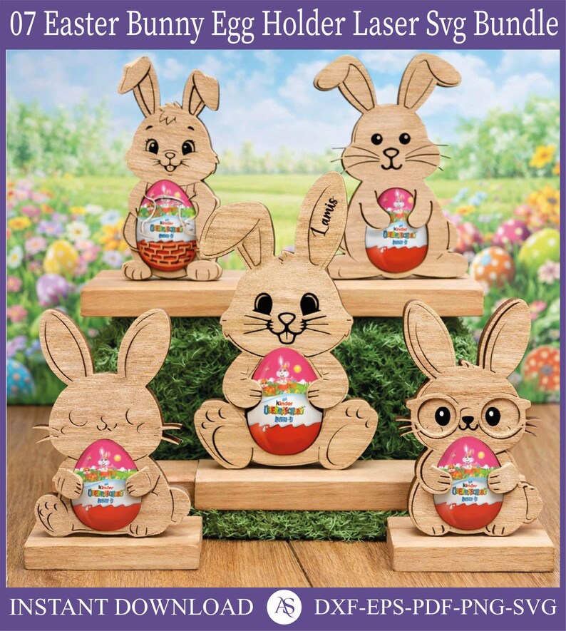 50 Easter Bunny Egg Holder Laser Cut Svg File Glowforge Easter Bunny ...