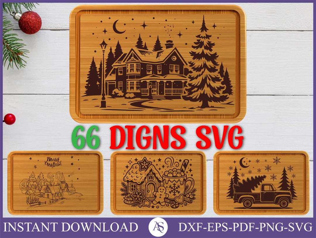 66 Christmas Cutting Board Engraving File, Santa Claus Svg Bundle ...