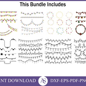 Christmas Lights SVG, String, Seamless, Party, Christmas, DXF, Cutting ...