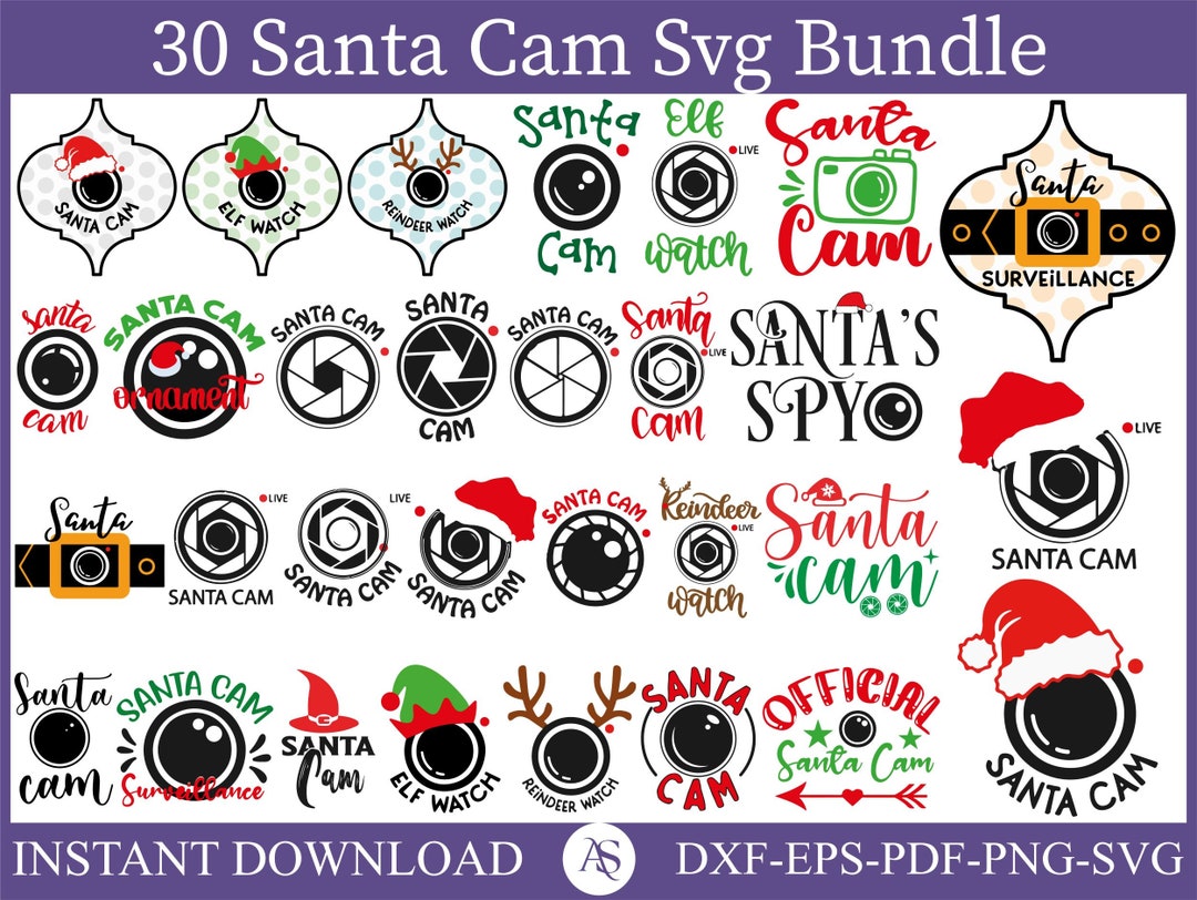 30 Santa Cam Svg Bundle, Santa Cam Svg, Elf Cam Svg, Reindeer Cam Svg ...