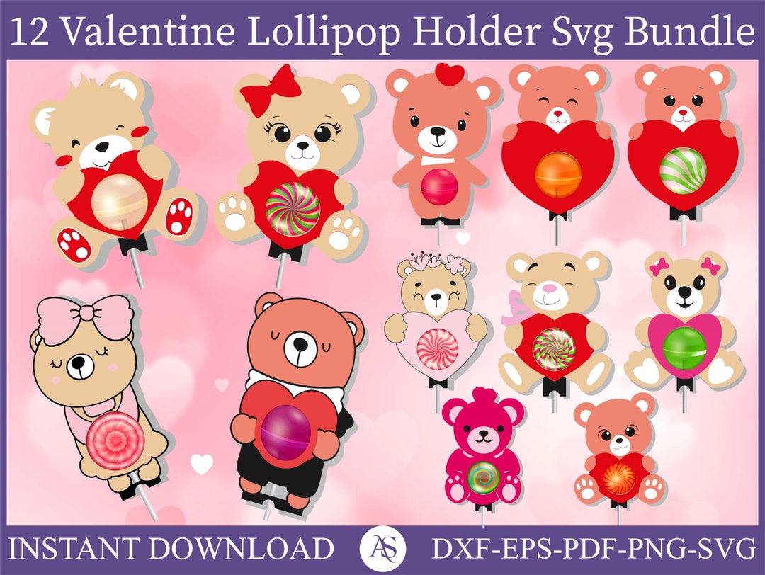 Valentine Lollipop Holder SVG, Valentines Day Lollipop Holder Cut File ...
