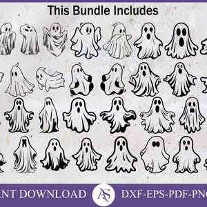 Ghost Bundle Svg, Cute Ghost Clipart, Spooky Season Svg, Ghost Outline Svg, Kids Halloween Svg ...